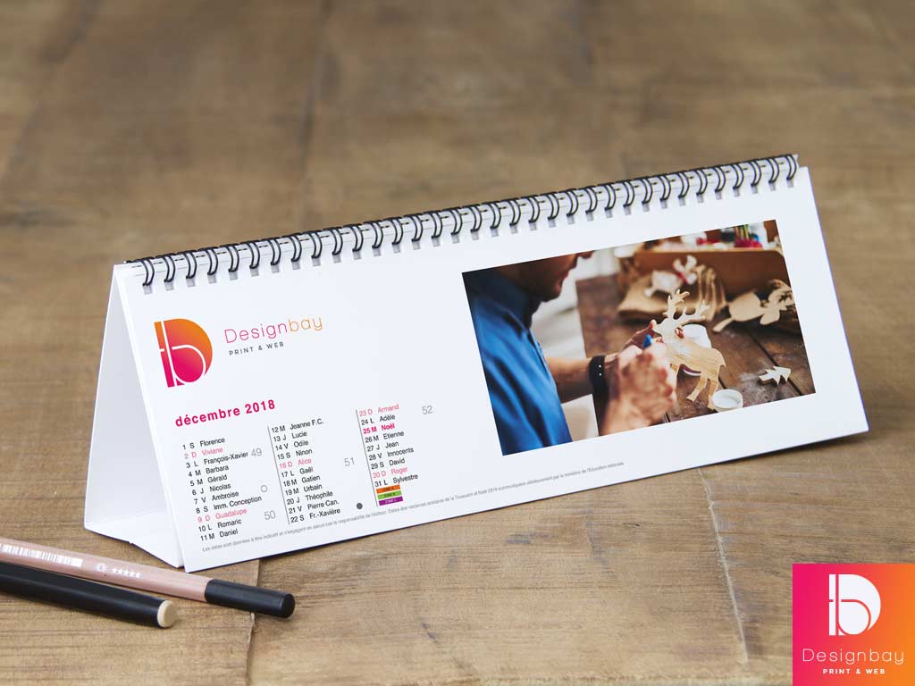 Calendriers personnalisés souple, spirale ou contrecollé | Designbay.fr